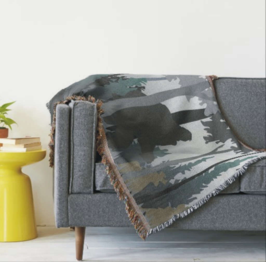 “Silhouettes” – Bigfoot Print Throw Blanket - Olheiser Art